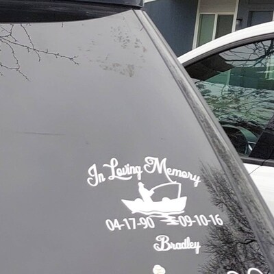 In Loving Memory Fisherman in Boat Vinyl Decal Name Dates Custom ...