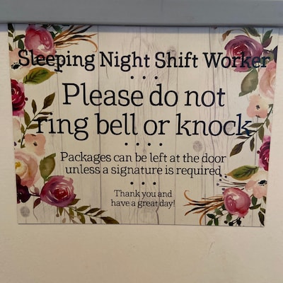 No Soliciting Night Shift Worker Sleeping Front Door Magnet, Night Shift Worker Sign, Do Not ...