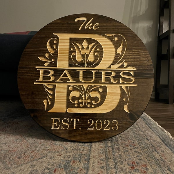 Wood Monogram Sign - Etsy