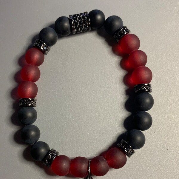 8mm Dark Red Frosted Glass Round Beads - 15" Strand (40cm) - Approx 52 ...