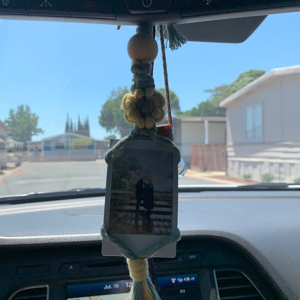 Daisy Instax Holder Car Charm// Macrame Instax Holder // Handmade Car ...