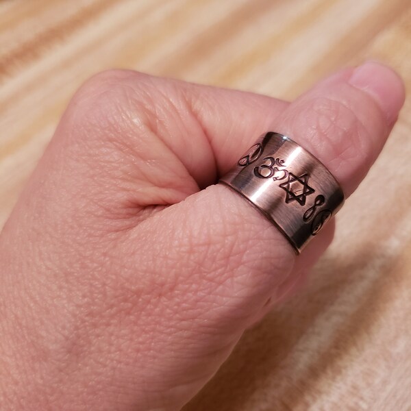 Coexist Handstamped Wide Ring . Customizable, Adjustable Ring in Your ...