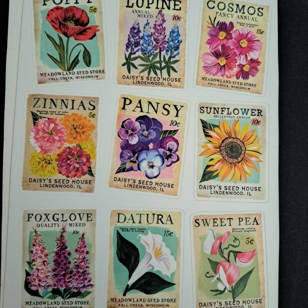 Seed Packet Sticker Sheets - Etsy