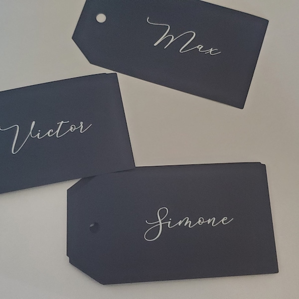 Name Tag Cards, Printed Bridesmaid Gift Tags, Navy Blue Favor Tags ...