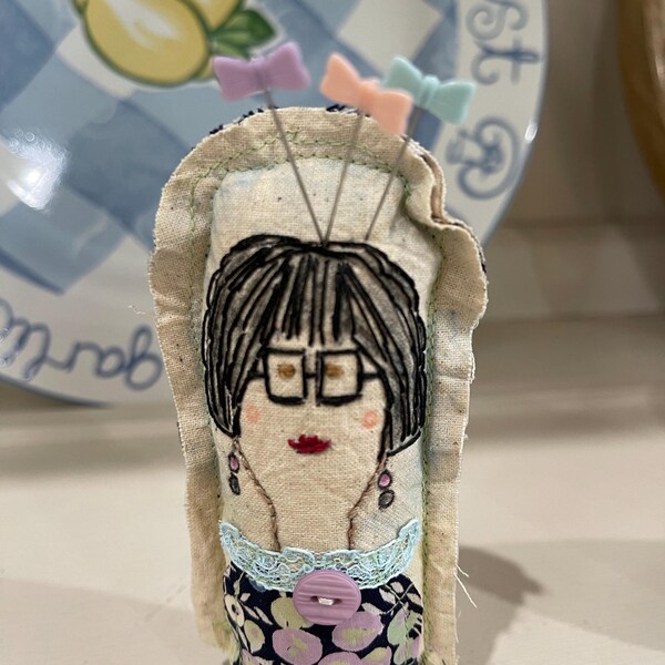 The Keepers of the Pins-cotton Reel Lady, Spool, Pin Cushion, Patchwork ...