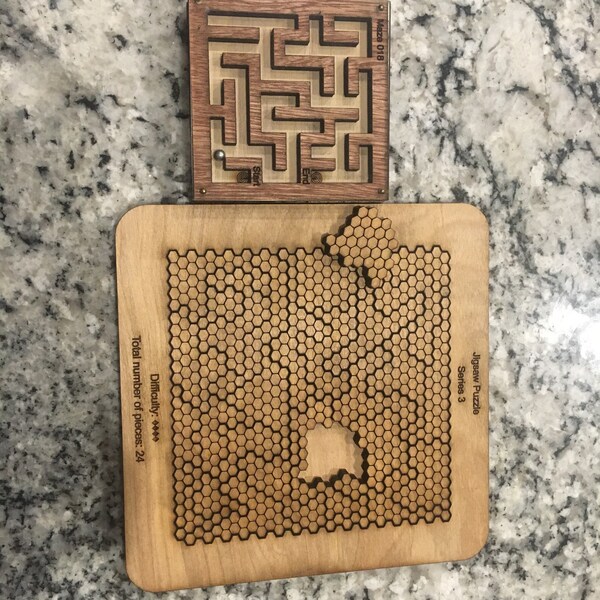 Wooden Maze - 2 Sided, 1 Maze Square Style (3 Inch Sq) - Etsy