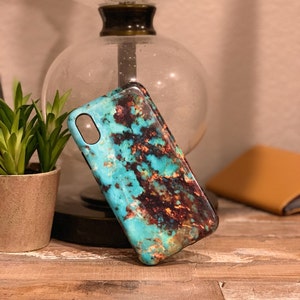 Turquoise Stone Phone Case, Turquoise and Rust Phone Case, Turquoise ...