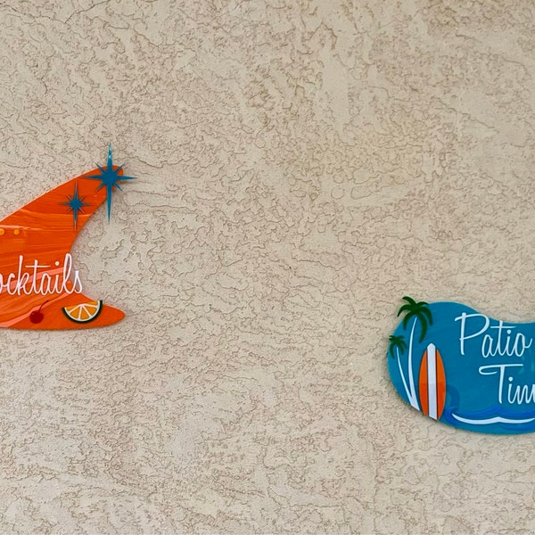 Mid Century Modern "pool Time" Sign | Palm Springs Wall Art | Kidney ...