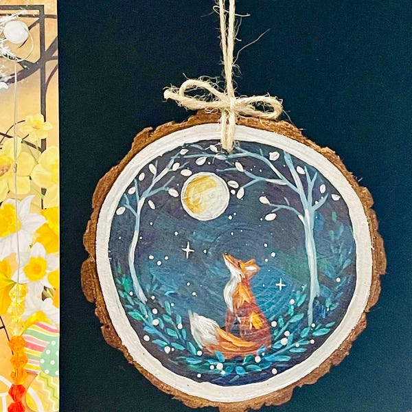 Wondrous Night PRINT, Hedgehog and Crescent Moon, Dreamy, Mushrooms ...