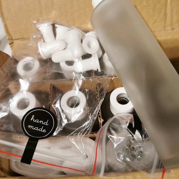 Refillable Frosted Glass Cosmetic Packaging Set White Lids Cream Jars ...