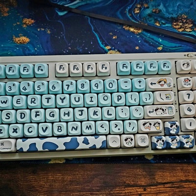 Cute Blue & White Ocean PBT XDA Keycaps Set for Mechanical Keyboard ...