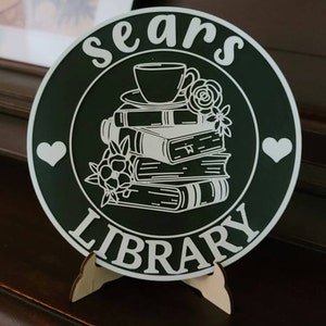 Personalized Laser Engraved Birch Wood Library Street Sign Bookshelf ...