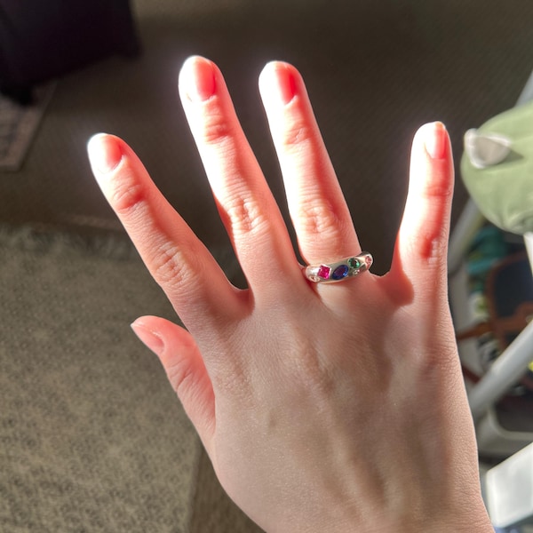 Mixed Birthstone Dome Ring by Caitlyn Minimalist • Chunky Art Deco ...