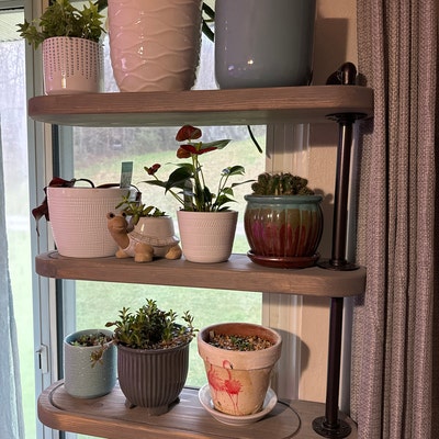 Swivel Shelf With Drip Groove for Window or Wall, Industrial Pipe Shelf ...