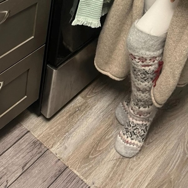 Natural Goat Wool Knee-high Socks, Knitted Warm Boot Socks, Fuzzy Comfy ...