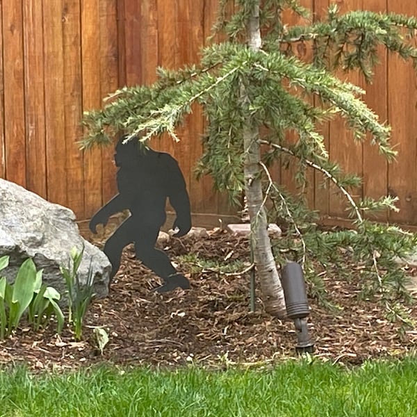 Sasquatch Garden Stakes: Raw Steel Bigfoot Yard Art - Etsy