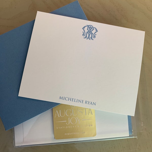 Personalized Note Cards, Monogram Stationery Monogrammed Note Cards ...