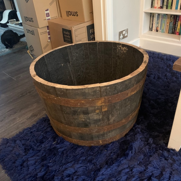 WHISKEY BARREL PLANTER - Reclaimed Oak Cask Planters - Freshly Made to ...