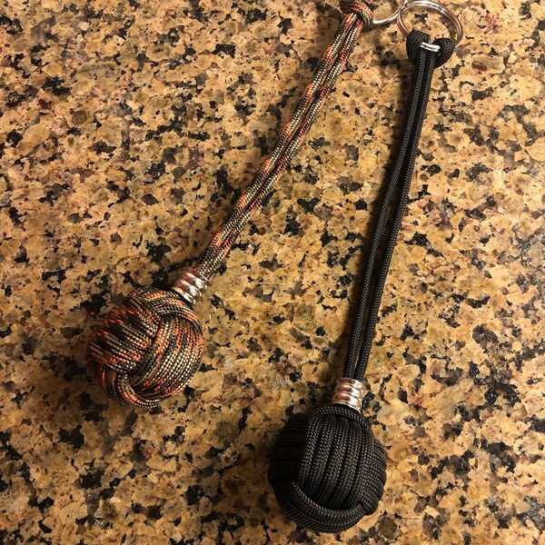 Paracord Monkey Fist Keychain, Accessories, 550 Paracord, Steel Ball ...