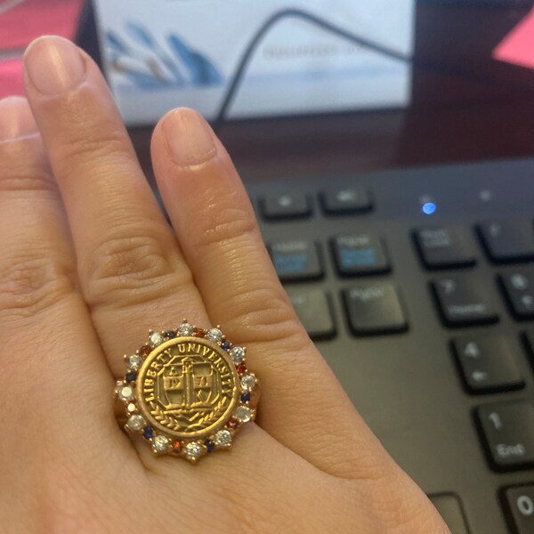 Solid Gold Women's College Ring , High School Rings , Graduation Ring ...