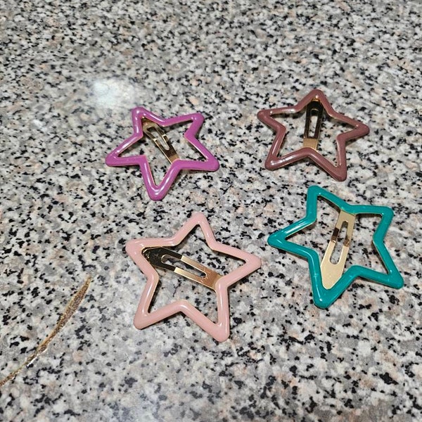 SIX-PACK Y2K Star Shaped Hair Snaps - Etsy