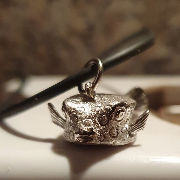 3D Box Puffer Fish Sterling Silver Pendant Necklace Lifelike Pufferfish ...