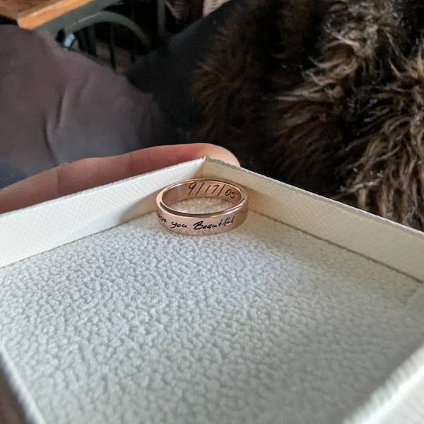 Handwriting Ring | Gift for Her | Sterling Silver 4mm Custom Signature ...