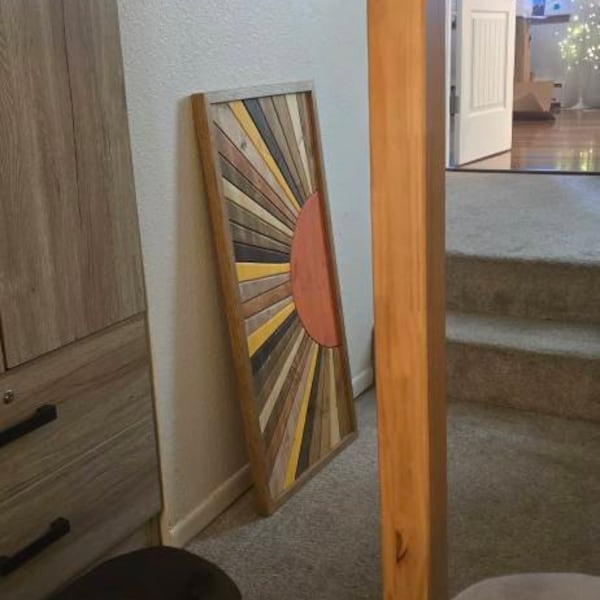 Rustic Panoramic Wooden Sun,wooden Long Sun,framed Wood Sun,bedroom ...