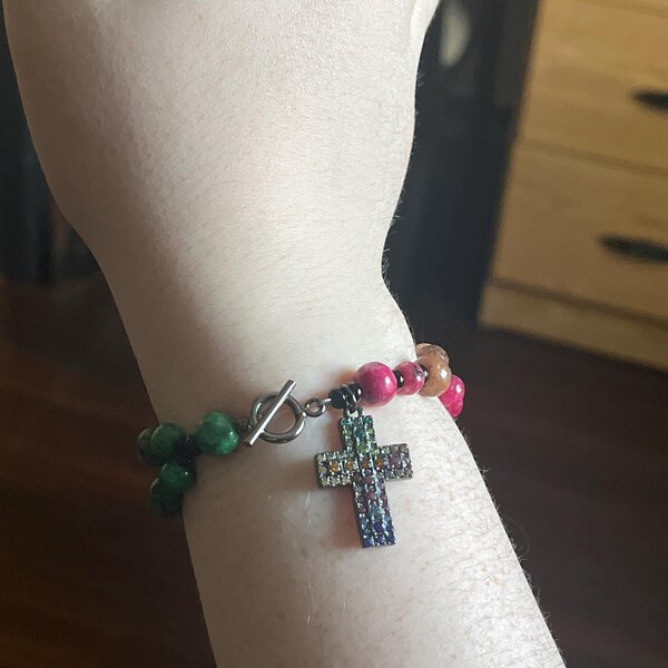 Blue Ceramic and Decorative Wood Cross Protestant Prayer Beads ...