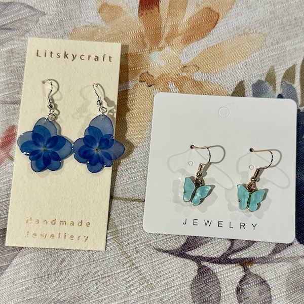 Real Hydrangea Flower Earrings, Handmade Pressed Hydrangea Flower Resin ...
