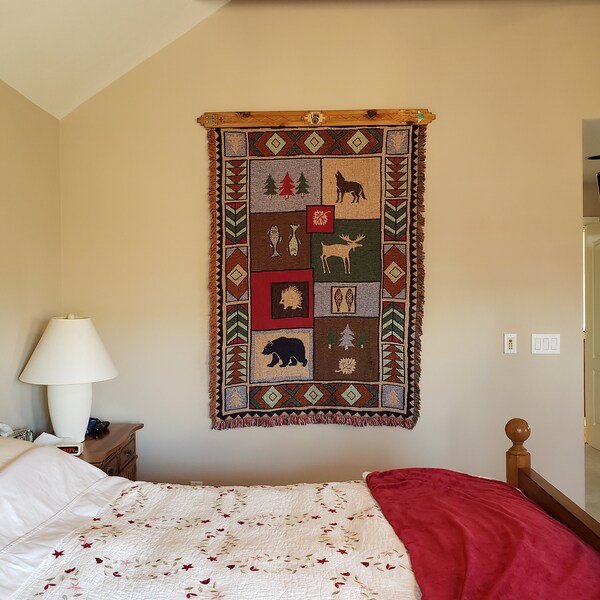 Handmade Wooden Saguaro Cactus With Hand Painted Cherry Wood Flower, 14 ...