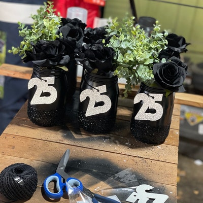 25th Birthday Decorations / Number 25 Mason Jar Centerpiece / - Etsy