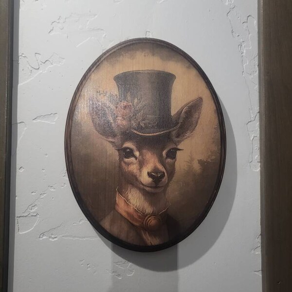 Miss Doe Deer Victorian Portrait - Vintage Style Woodland Animal Wall ...