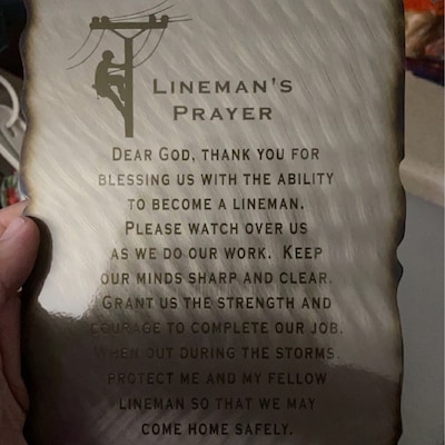 Lineman Prayer Metal Sign, Lineman Gifts, Electrician Gift, Journeyman ...