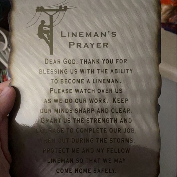 Lineman Prayer Metal Sign, Lineman Gifts, Electrician Gift, Journeyman ...