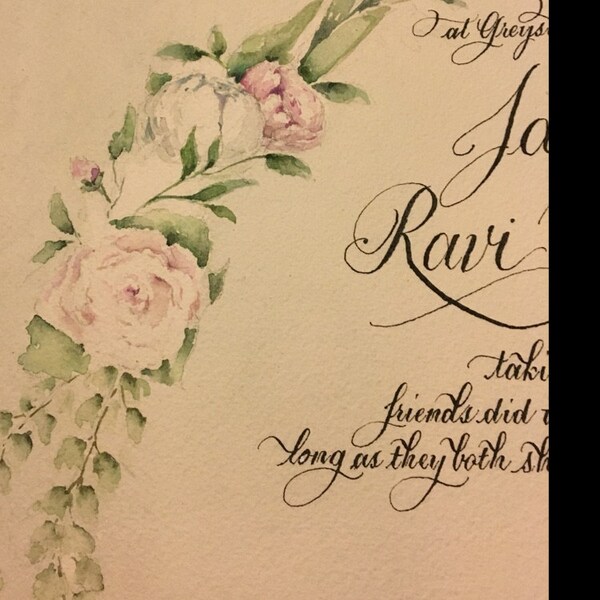 Beautiful Family Trees in Calligraphy With Custom Watercolors, Wedding ...