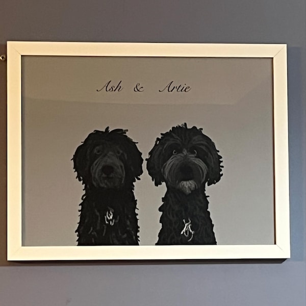 Black Doodle Art Print, Labradoodle Pet Portrait Wall Art, Doodle Lover ...