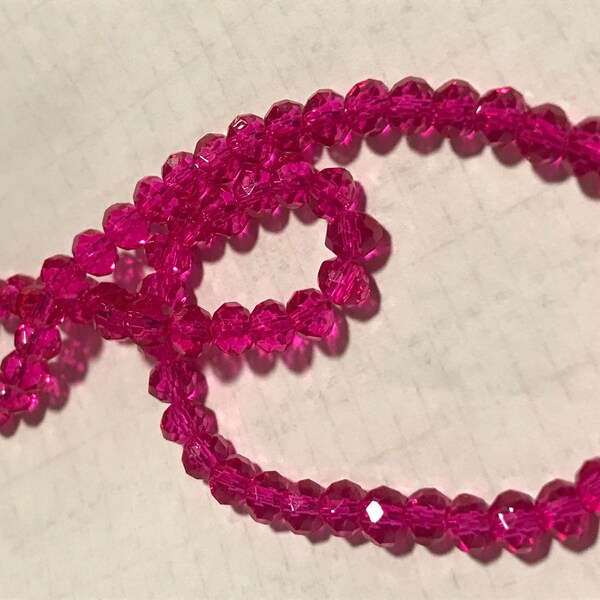 60%OFF 100 Pcs,new 6mm Romantic Fushia Rondelle Faceted Crystal Beads ...