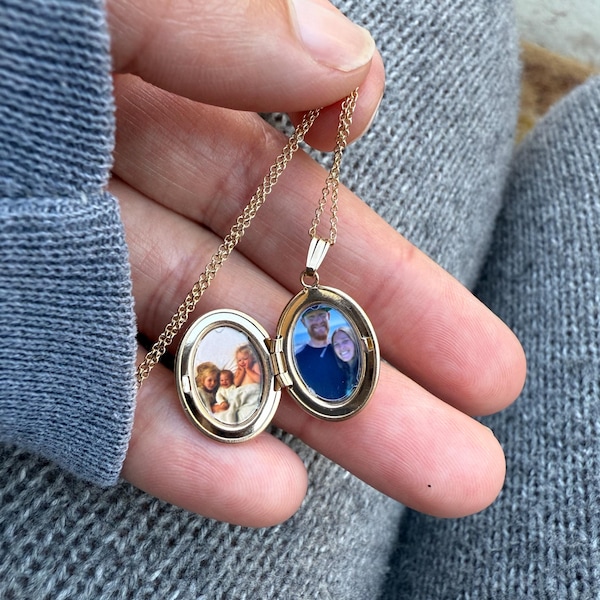 Round Circle Mini Locket, Gold Filled, Silver, Minimalist Personalized ...