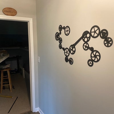 Large Wooden Gears Kinetic Wall Art Wood Gears Cogs Steampunk Art Wall ...