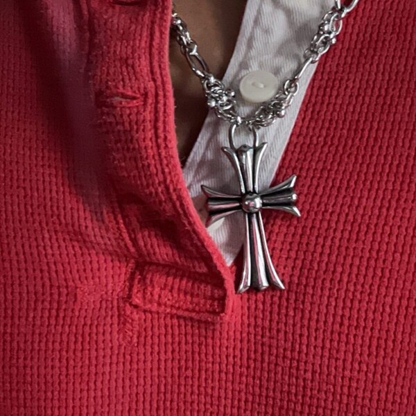 FALLEN ANGEL Stainless Steel Barbed Wire Winged Angel Cross Necklace ...