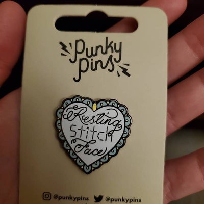 Resting Stitch Face Enamel Pin // Stitching Cross Stitching - Etsy