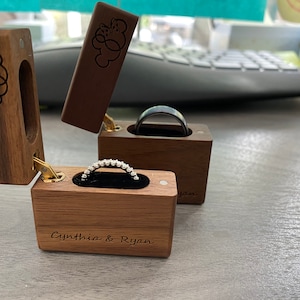 Flip Wood Ring Box Engraved Secret Engagement Ring Box Slim - Etsy