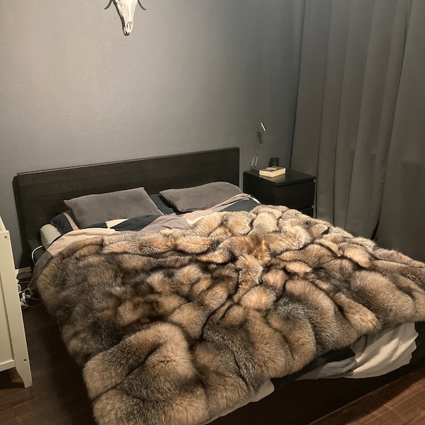 LUXURY SILVER FOX Fur Full Lenght Coat With Whole Skinsand Huge Collar ...