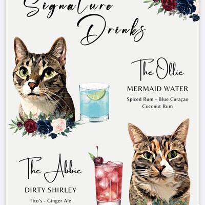 Signature Pet Cocktail Sign, Signature Pet Drinks, Signature Pets ...