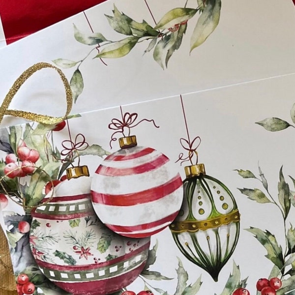 Set of 10 Christmas Card Box Holiday Card Vintage Inspired Christmas ...