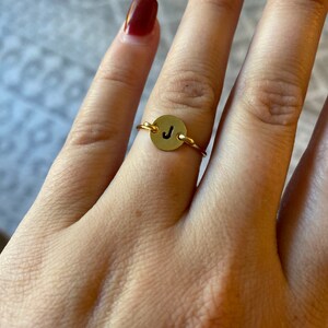 Stamped Initial Ring, Gold Letter Ring, Brass Ring, Personalized Ring ...