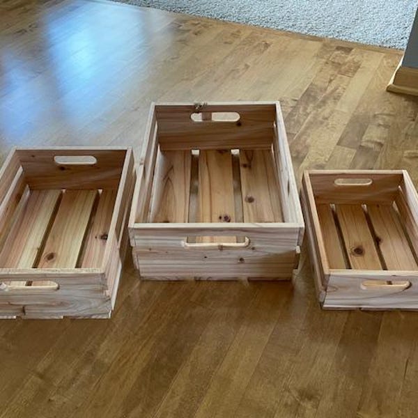 Cedar Farmhouse Crates - Set of 3 - Handcrafted Wooden Boxes - Etsy