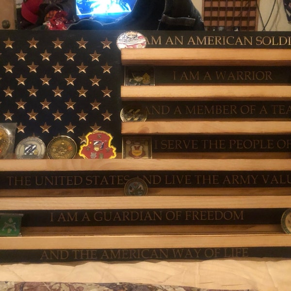 100 Coins Army Soldier's Creed Motto US Flag Challenge Coin Holder ...