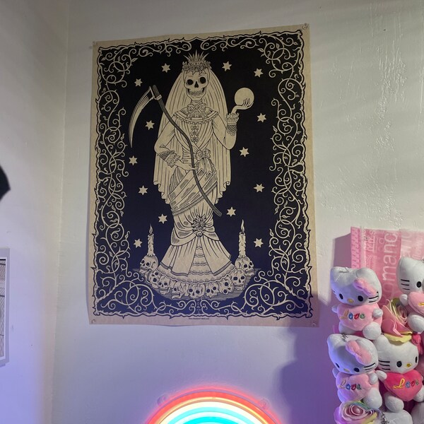 Santa Muerte Saint Death Skeleton Victorian Lowbrow Poster - Etsy